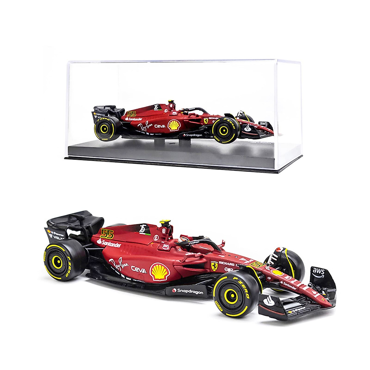 HTLNUZD Bburago 1:43 Latest 2022 F1-75#55 Carlos Sainz 1/43 Alloy Racing F1-75#55 Luxury Formula One Static Die Cast Vehicles Collectible Car Model Collection Gifts (Hardcover F1-75#55)