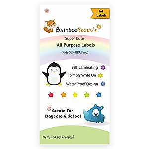 Baby Bottle Labels for Daycare, School, Self-Laminating Waterproof Write-On Name Stickers, Pack of 64