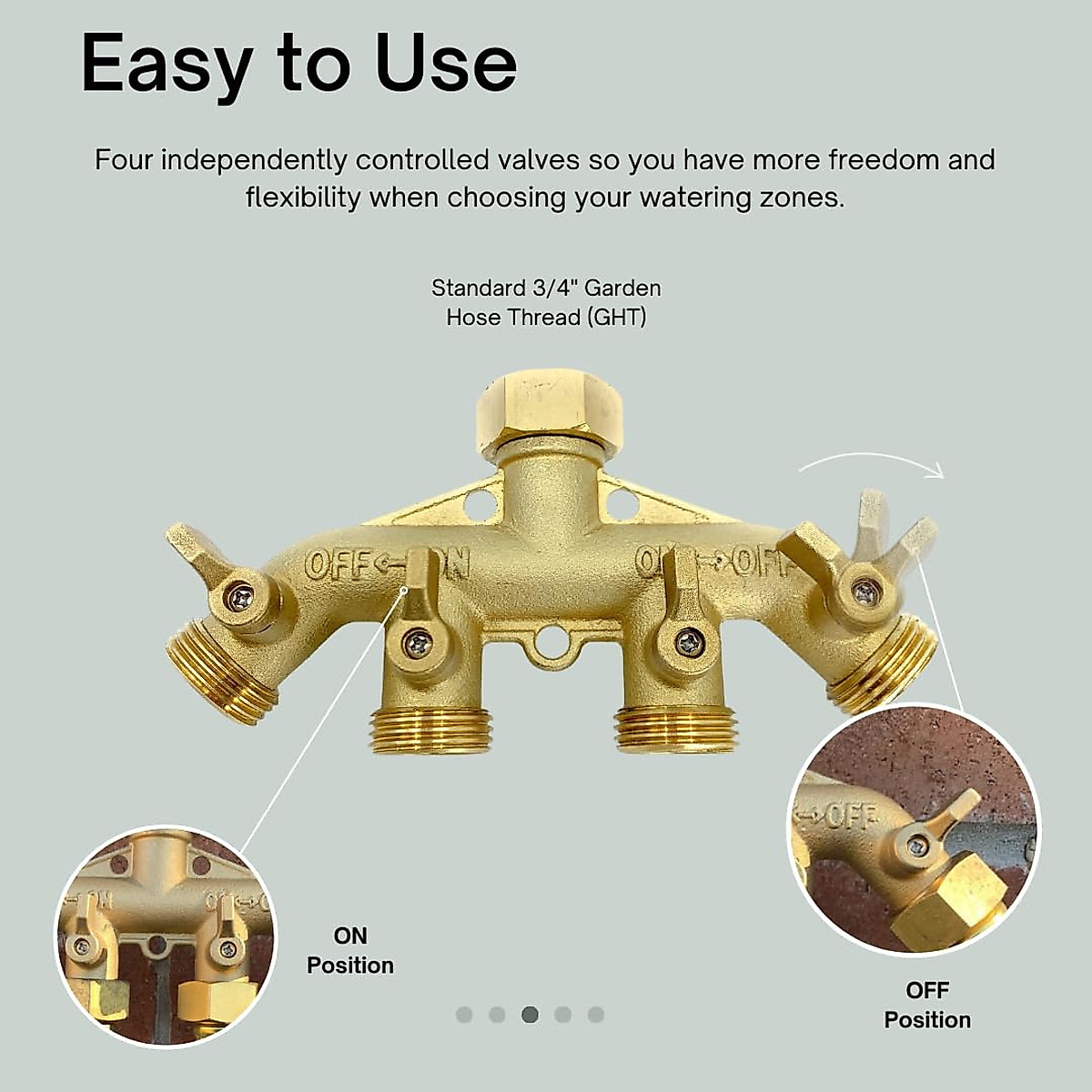 Fairview Heavy Duty Brass Garden Hose Splitter with HEX Connector (404-WV)