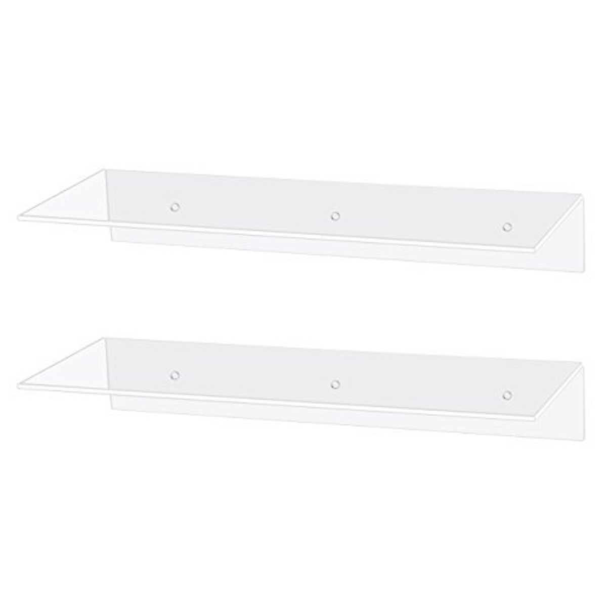 Jusalpha® 17 Inch Contemporary Clear Acrylic Floating Shelves - 5 mm Thickess Wall Mounted Display Organizer, Set of 2 (17 Inches)