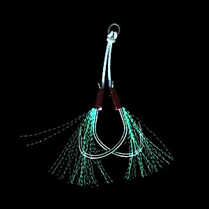 HNYY Glow Lead Jigs Artificial Jigs Metal Jigs Saltwater Jigs 150g 3pcs with Assist Hooks & Split Rings & Jig Skirt & Tackle Storage Box