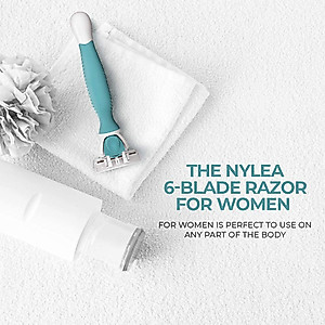 Nylea Razors for Women with Sensitive Skin - FlexShave - Premium Womens Razor for Shaving [6 Blades] Bikini Trimmer, Women's Shaver with Vitamin E and Aloe Vera Lubricating Strip with 3 Refills