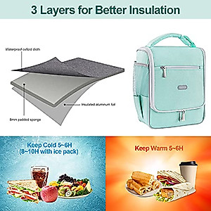 Amersun Lunch Box Kids, Insulated Lunch Bag Women Men, Cooler Bag for Teen Girls Boys Adult, Bento Box with Multi-Pocket for School Picnic Office Work, Easy to Clean (Spill-Resistant, Light Blue)