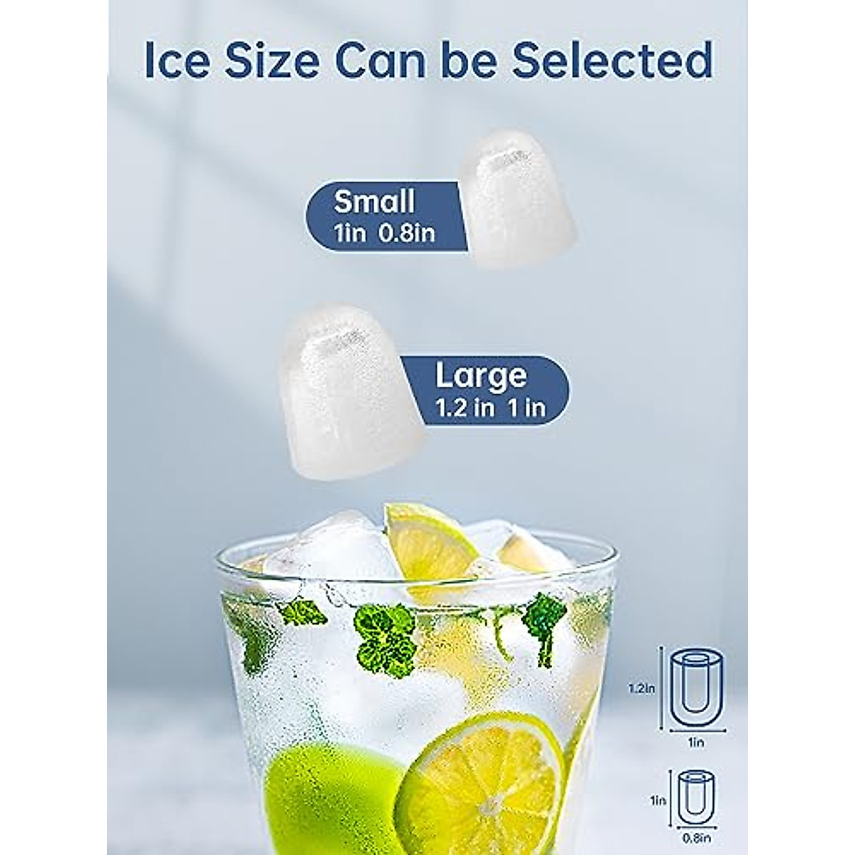 Myetasser Countertop Ice Maker, Portable Ice Maker Machine with Ice Scoop and Basket, 9 Bullet Ice Ready in 6 Mins, Make 33lbs ice in 24 hrs, Self-Cleaning, Ice Maker for Home/Kitchen/Office