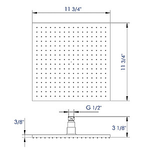 ALFI brand LED12S-PC Polished Chrome 12" Square Multi Color LED Rain Shower Head, 11.75" L x 11.75" W x 0.38" H