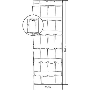 24 Pockets Shoe Organizer Over the Door Wall Mounted Hanging Storage Bags Tidy Closet Home Bedroom Space Saver Caddy Organiser Rack Shelf Holders Household Wardrobe Accessory