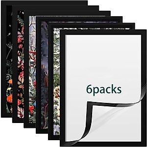 pchmcu 6 Pack 12" x 16 Picture Frame,Diamond Painting Picture Frames for 30x40cm, Magnetic Art Frame,Frames for Wall Window Door Black, Inside Size 10" x 14"