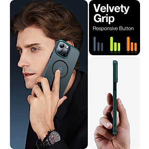 TORRAS Magnetic Guardian Designed for iPhone 14 Pro Max 6.7" Case [Military Grade Drop Tested] [Compatible with MagSafe] Slim Translucent Matte Phone Case, Midnight Green