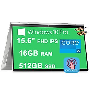 HP Envy x360 15 2-in-1 Laptop 15.6" FHD IPS Touchscreen 11th Gen Intel Quad-Core i5-1135G7 (Beats i7-10710U) 16GB RAM 512GB SSD Backlit Fingerprint HDMI USB-C B&O Win10Pro Silver + HDMI Cable