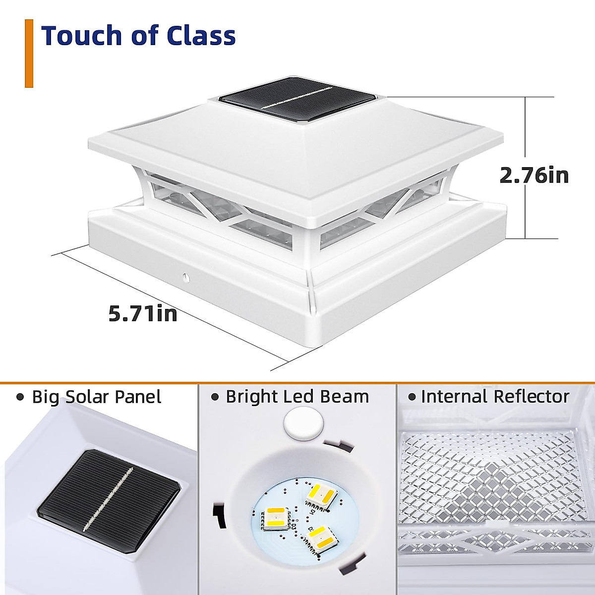 APONUO Solar Post Cap Lights,4x4 Post Solar Lights with 4 Lighting Modes,4x4 Solar Post Cap Lights Outdoor for Fence Deck Post 4x4 6x6 Wood&4X4 5X5 Vinyl,White,4 Pack
