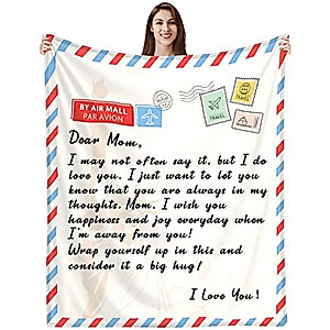 Gifts for Mom, Birthday Gifts for mom, for Mom from Daughter, Dear Mom Throw Blanket Soft Flannel Throw Blanket Gifts for Mom Birthday Gifts (to Mom, 60 x 80 in)