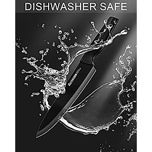 Astercook Knife Set, Kitchen Knife Set with Built-in Sharpener Block, Dishwasher Safe, 15 Pieces German Stainless Steel Knife Block Set, Black