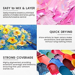 40 PCS Acrylic Paint Set with 12 Brushes, 2 Knives and Palette, 24 Colors (2oz/60ml) Art Craft Paints Gifts for Adults Kids Artists Beginners, Halloween Pumpkin Painting Kit Art Supplies