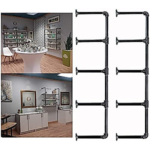 FOF FRIEND OF FAMILY (52" Tall,5 Tier, 2 pcs) Industrial Retro Wall Mount Iron Pipe Shelf Hung Bracket DIY Storage Pipe Shelving Bookshelf