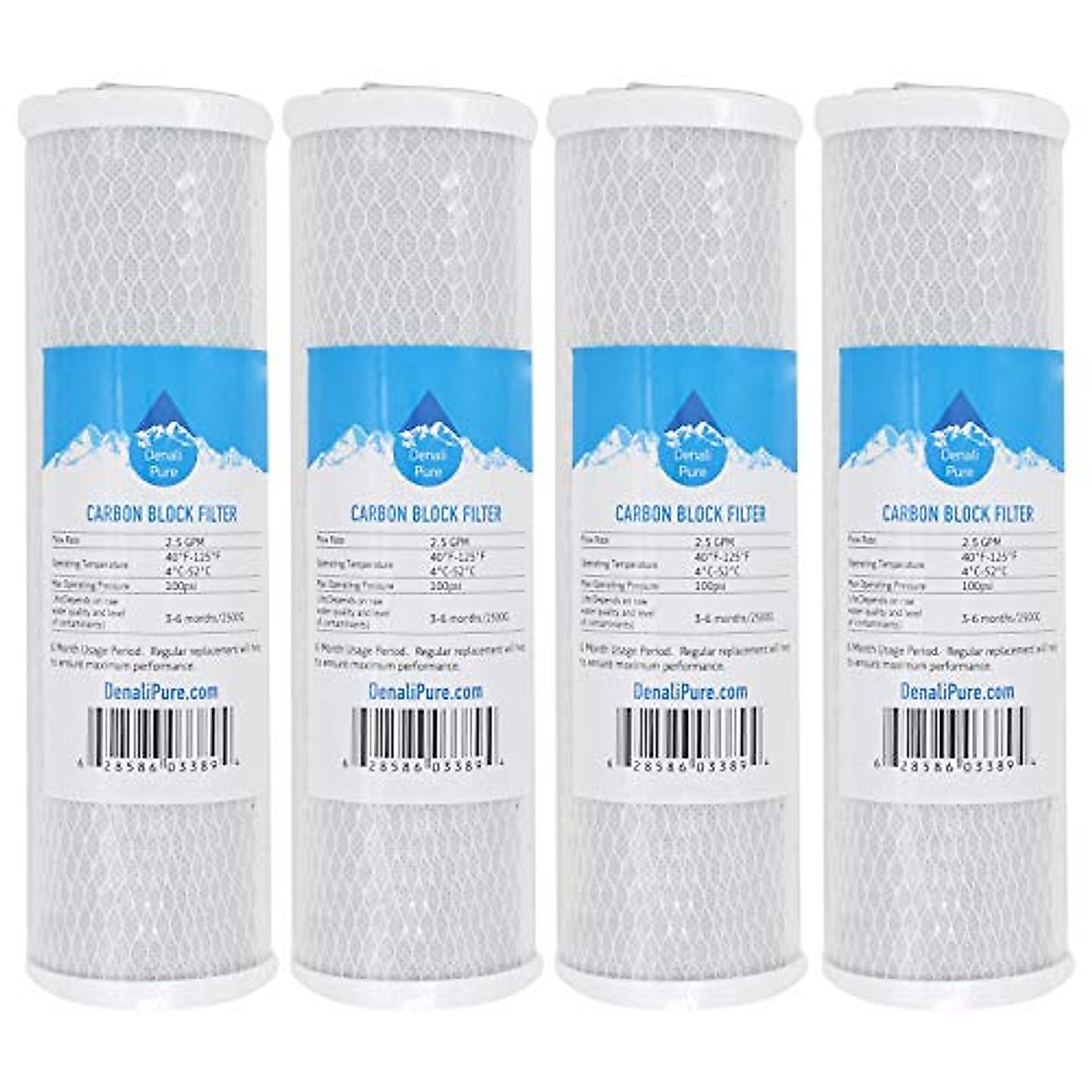 4-Pack Replacement for Compatible with OmniFIlter WH5-S-S06 Activated Carbon Block Filter - Universal 10 inch Filter Compatible with OmniFilter WH5-S-S06 Standard Whole House Filter Housing