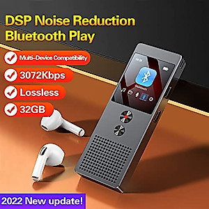 JHSNOEL 64GB Digital Voice Recorder:One-Key Recording Password Protection 28 Hours of Continuous Recording is Possible MP3 Player for Lectures Meetings Interviews,Device with Playback,Variable Speed