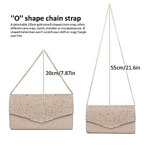 DETARA Women Evening Bags Glitter Sequins Clutch Purses for Women Shiny Envelope Handbag Formal Wedding Party Prom Purse(Champagne 307)