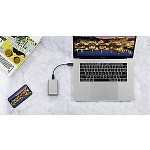 LaCie Portable SSD 2TB External Solid State Drive - USB-C, USB 3.2 Gen 2, speeds up to 1050MB/s, Moon Silver, for Mac PC and iPad, with Rescue Services (STKS2000400)