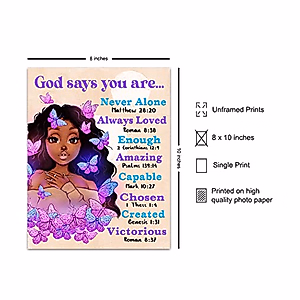 African Americans Wall Art & Decor - God Says You Are - Afro Black Art - Black women Poster - Pink Black Girl Magic - Inspiration Motivation spiritual Religious Christian Scripture - Teen Bedroom