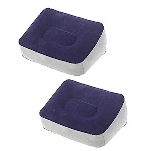 BESPORTBLE Inflatable Foot Rest Pillow Travel Footrest Cushion Outdoor Airplane Massage Stool Relax Cushion 2 Pcs (Grey Blue)