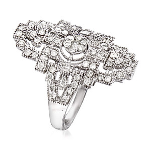 Ross-Simons 1.00 ct. t.w. Diamond Art Deco-Inspired Ring in Sterling Silver. Size 7