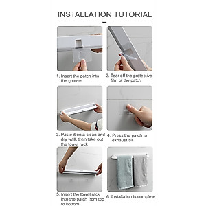 Xicennego 2 Pack Non-Perforated Towel Holder, Bathroom Towel Bar Kitchen Dishcloth Hanger, Paste Wall-Mounted Hand Towel Rack (11 Inches*1,18Inches*1)