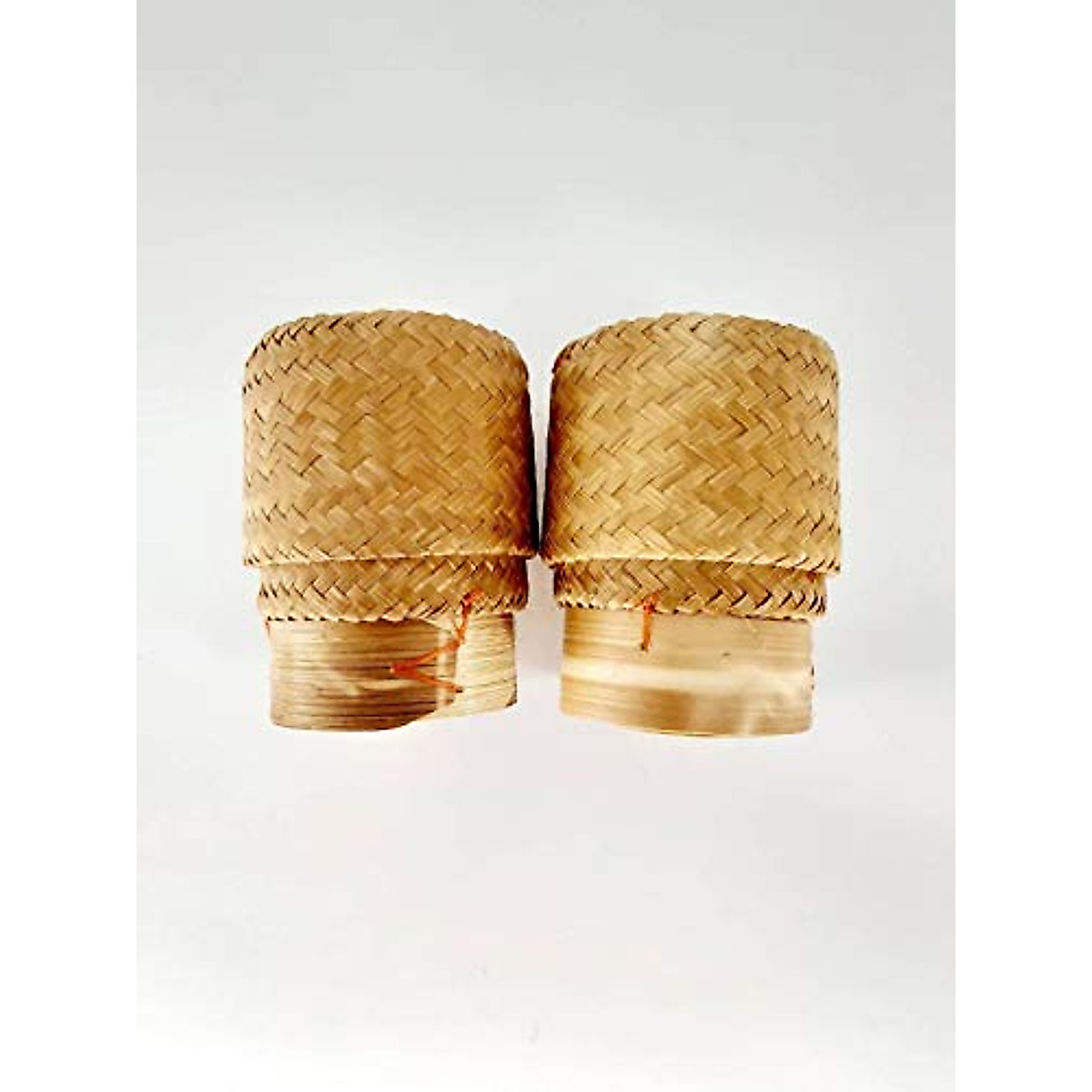 2 Sets of Mini Basket Size 8x8x11 cm. Handwoven Handmade Sticky Rice Serving Basket from Natural Bamboo