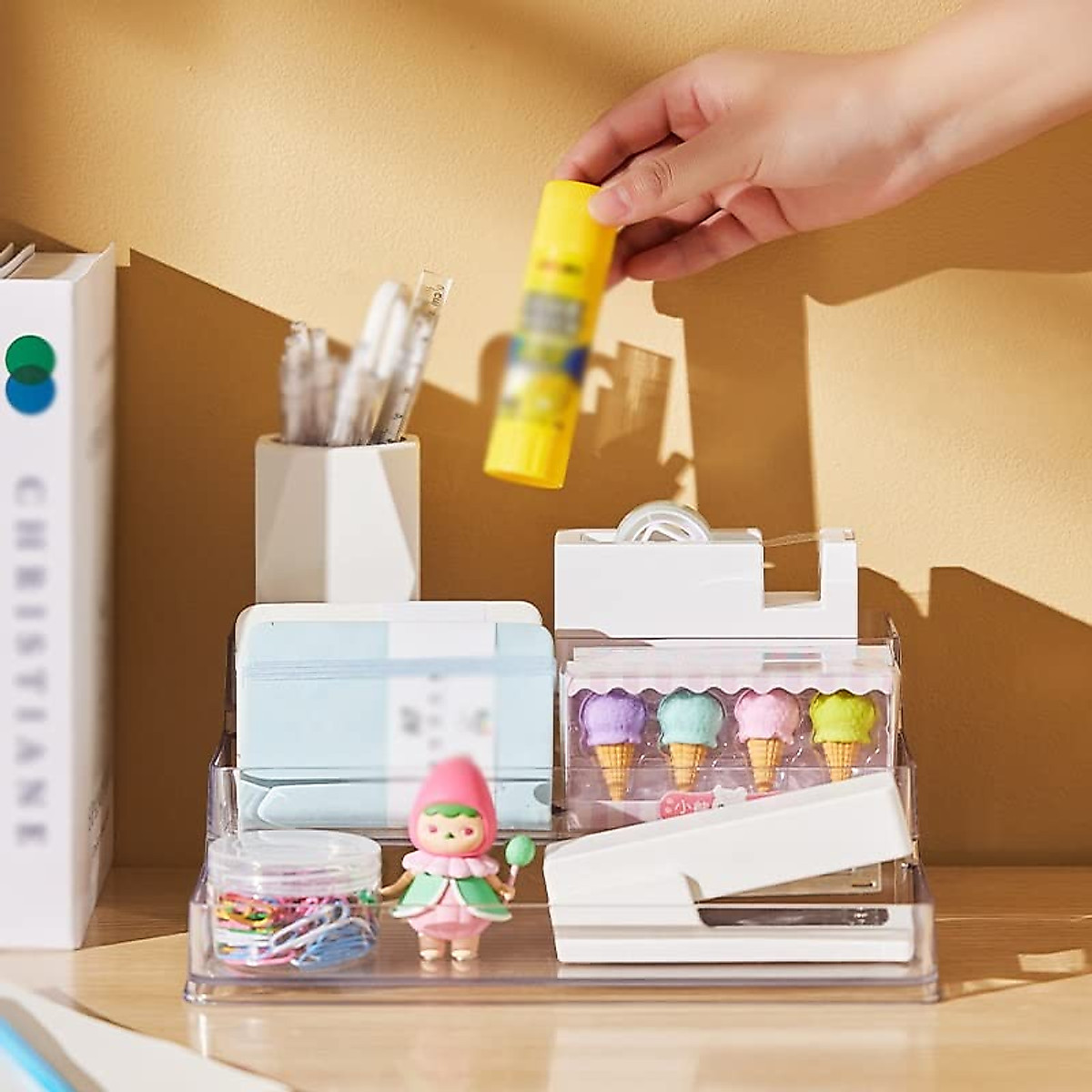 TJLSS Shelf Organizer Desktop Folding Rack Organizer Cosmetic Storage Rack Bed Folding Table Acrylic Tray Organizer