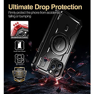 Dexnor Magnetic Case for iPhone 13 Pro Max, Compatible with MagSafe, [Built in Screen Protector and Kickstand] Full-Body Heavy Duty Case Protective Cover for iPhone 13 Pro Max 6.7 Inch Black