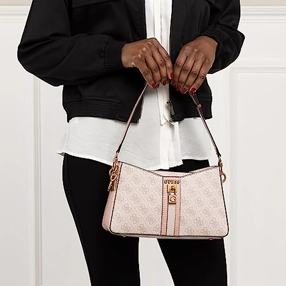 GUESS Ginevra Elite Shoulder Bag, Blush Logo