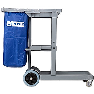 Carlisle FoodService Products Plastic Short Platform Janitorial Cart, 300 lbs Capacity, 45" x 19" x 39", Gray