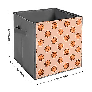 Basketball Life Foldable Storage Bins Printd Fabric Cube Baskets Boxes with Handles for Clothes Toys, 11x11x11