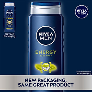 Nivea Men Energy Body Wash with Mint Extract, Cedarwood and Mint Body Wash for Men, 3 Pack of 16.9 Fl Oz Bottles