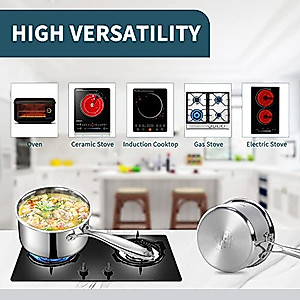 MÉMÉCOOK 2 Quart Saucepan With Lid, Stainless Steel Pot, Sauce Pan, Cooking Pot, Saucepans Full Body Tri-Ply 18/8 Food Grade, Stainless Steel Pots, Small Saucepan, Small Pot, Small Pots For Cooking