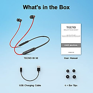 Tecno Wireless Bluetooth Headphones, Bluetooth Earbuds Neckband with Microphone, Bluetooth 5.0, for Sports, B1 SE