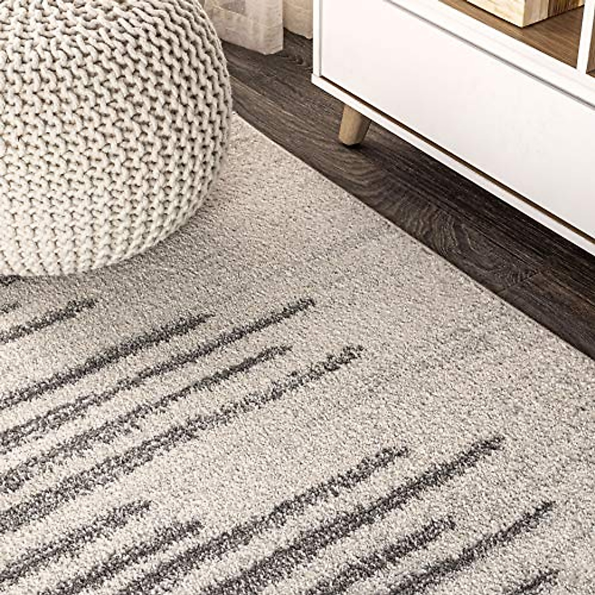 JONATHAN Y MOH205A-8 Aya Berber Stripe Geometric Indoor Farmhouse Area-Rug Bohemian Minimalistic Striped Easy-Cleaning Bedroom Kitchen Living Room Non Shedding, 8 X 10, Cream,Gray