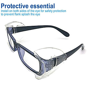 KMDJG 11 Pairs Safety Eye Glasses Side Shields,Slip On Clear Side Shields for Safety Glasses Fits Medium to Large Eyeglasses Frames（10 Pairs Clear and 1 Pair Sapphire Blue）