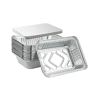 Waytiffer 25Pack Disposable Aluminum Foil Pans Heavy Duty Premium Bread Tins 2.25LB - Capacity 8.5x6.3” Takeout Pans, Tin Foil for Reheating, Baking, (25 Pack with Cardboard Lids)