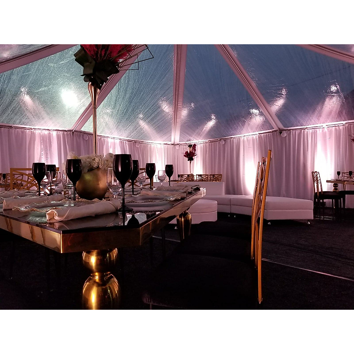 Attractive Durable Stemmed Wine Glasses Set of 6, Lead-Free, Tinted Black Glass with Clear Stem, Quality Drinking Glasses for Red or White Wine. - 15oz Glassware Cups.