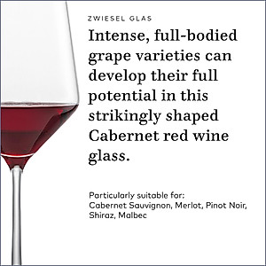 ZWIESEL GLAS Pure Cabernet Red Wine Glass (Set of 4), Graceful Wine Glasses for Red Wine, Dishwasher-Safe Tritan Crystal Glasses, Made in Germany (19 Ounce)