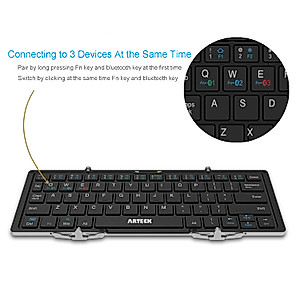 Arteck Folding Bluetooth Keyboard, Portable Mini Foldable Wireless Keyboard for iOS iPad 10.2-inch, Pro, Air, 9.7-inch, Mini, Android, MacOS, Windows Tablets Smartphone Built in Rechargeable Battery