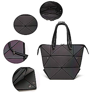 Luminous Changeable shape Geometric Women Shoulder Bag, Premium Reflective Purses Top Handle Satchel Large Handbags Holographic (Luminous)