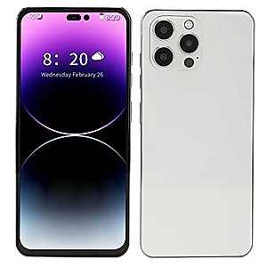 I14proMax Smartphone, Unlocked Cell Phone for Android10, 4G Network Dual SIM, 6.7 Inch 2G 16G Storage, 4000mAh Battery, 13MP 5MP Camera, GPS WiFi Bluetooth5.0 (White)