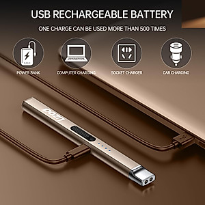 Betrich Candle lighters, Electric Lighter, Rechargeable Arc Lighter, 360° Flexible Neck Flameless Grill Long Lighters for Candle Aromatherapy Camping BBQ Gas Stove-Gold