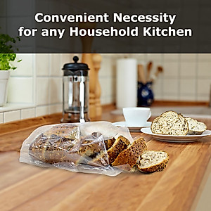 Bread Bags with Ties, Reusable, 100 Clear Bags and 100 Ties