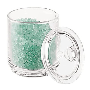 mDesign Glass Apothecary Storage Canister Holder Jar for Bathroom Vanity Cabinet or Counter Organization - Holds Cotton Swabs, Bath Salts, Makeup, Hair Accessories - Joli Collection - Clear