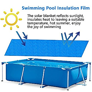 SGQCAR Rectangular Pool Cover, Fits 103in x 68.8in Rectangle Inflatable Swimming Pool Cover, Frame Pool Cover with Ropes, Dustproof Garden Outdoor Paddling Family Pools Protector 103 x 68.8inch