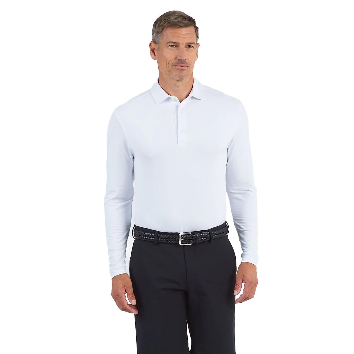 IBKUL Men's Athleisure Wear Sun Protective UPF 50+ Icefil Cooling Tech Long Sleeve Polo 95199 Charcoal Solid L