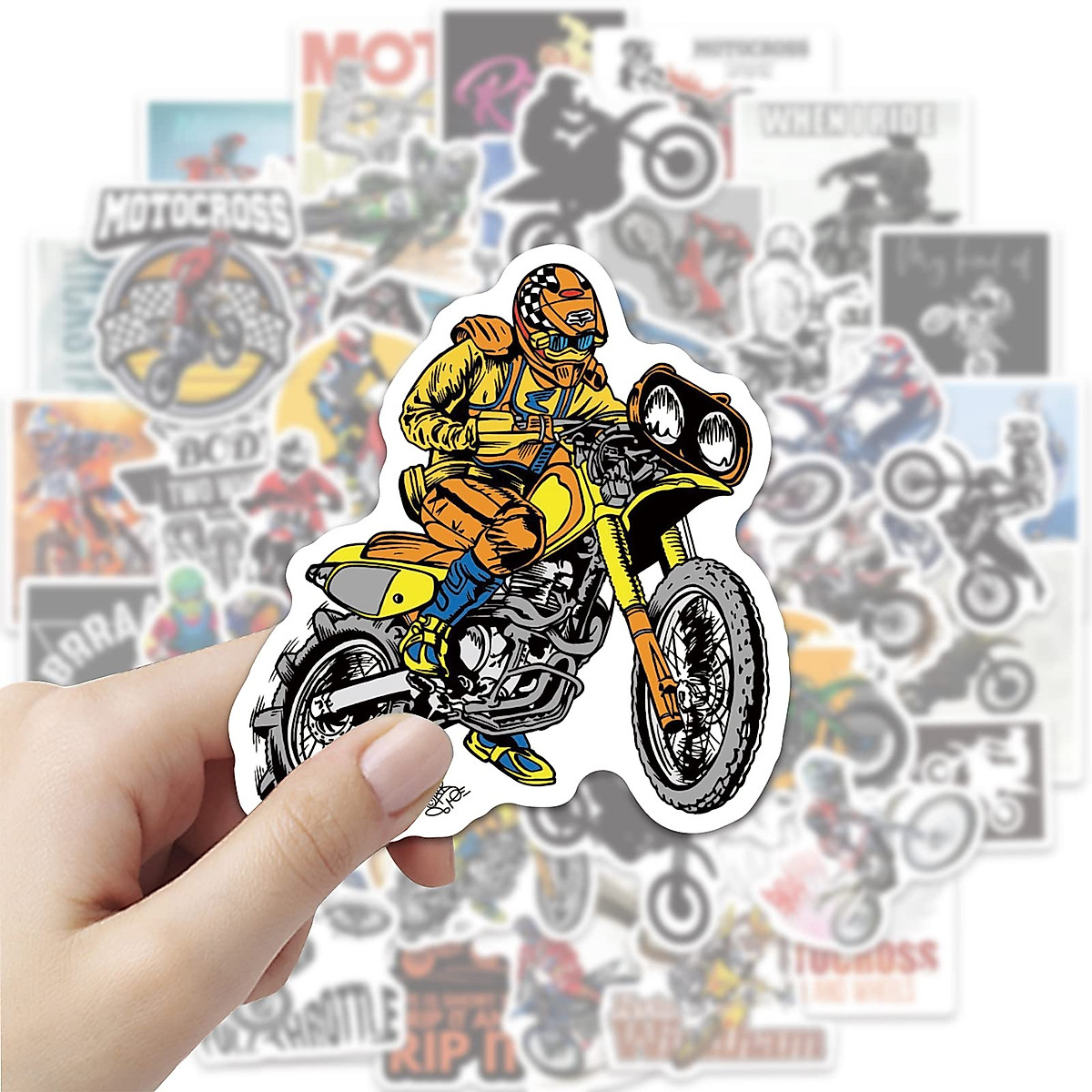 50Pcs Motocross Stickers for Water Bottles Vinyl Dirt Motobike Stickers for Kids Teens Waterproof Motorcycle Stickers Decals for Laptop Scrapbooking Journaling Dirt Bike Stickers