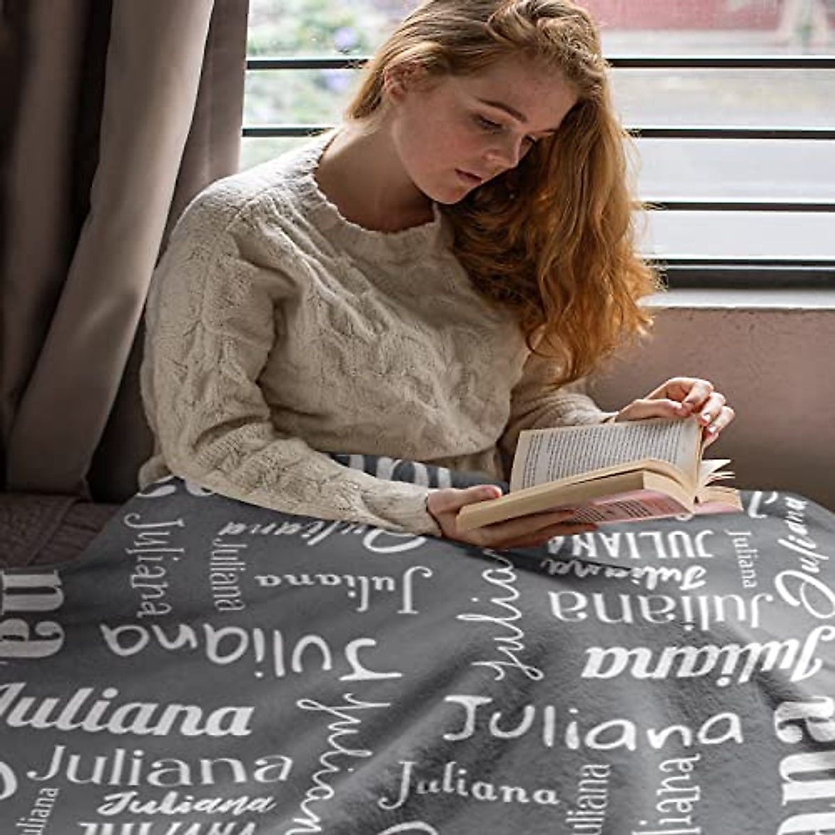 Personalized Name Blanket for Women Men 50x60inch Custom Throw Blanket with Name, Throw Blanket Gift for Mom, Dad, Grandma, Daughter, Flannel Blanket with Name Text Gift for Birthday Mothers Day